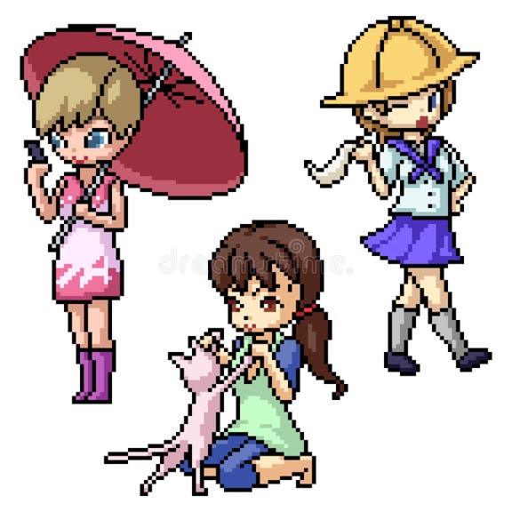 Pixel Art Isolated Chibi Character Stock Vector - Illustration of weeb ...