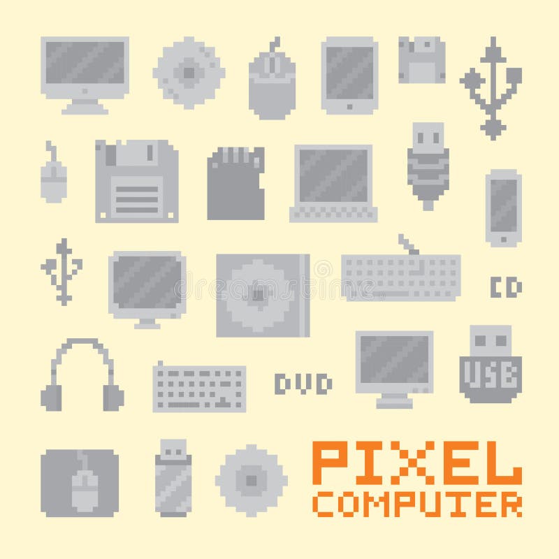Pixel Art Computer Objects Seamless Vector Pattern Stock Vector ...