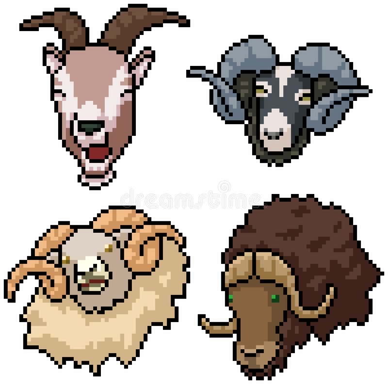 Pixel Art Bison On A White Background. Silhouette Retro Style Stock ...