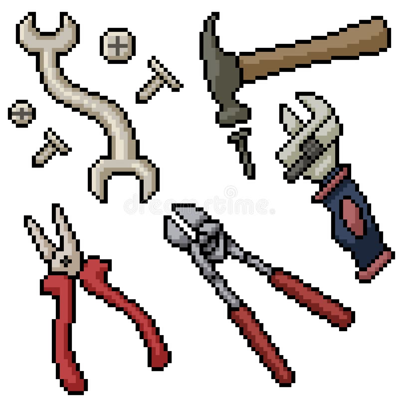 Pixel art mechanic dog stock illustration. Illustration of helmet ...