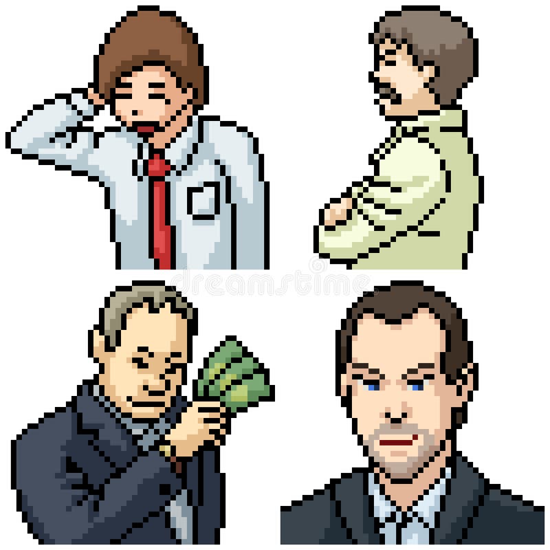 Pixel Art Isolated Office Business Man Stock Vector - Illustration of ...