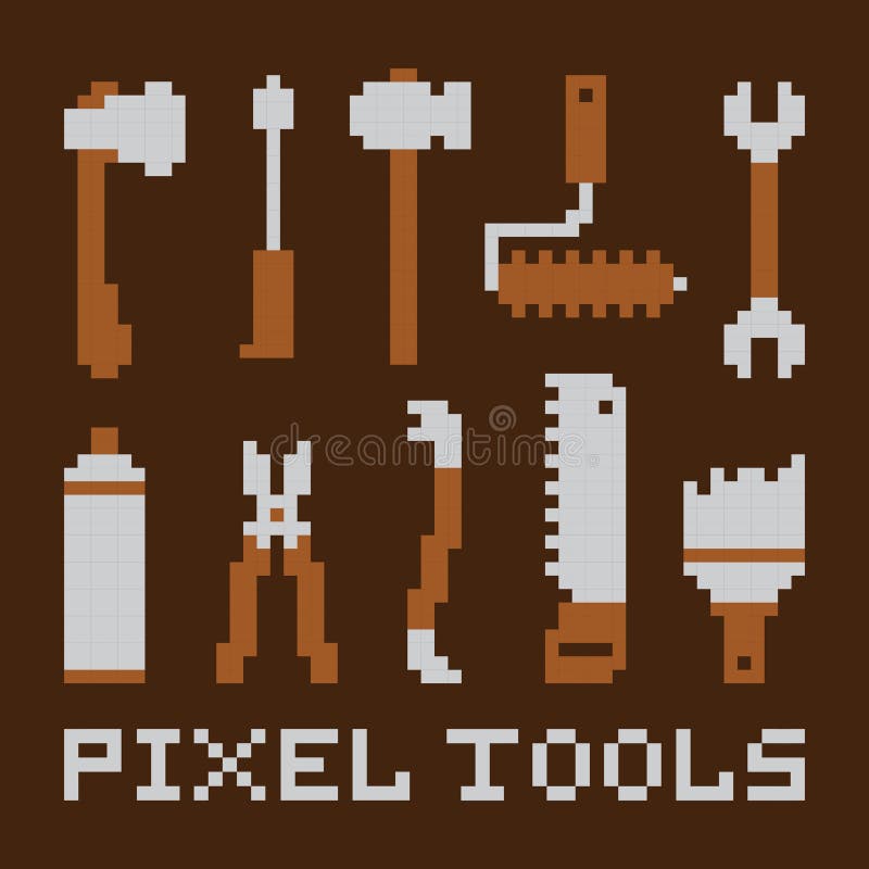 Pixel Art Isolated Tools Vector Set Stock Vector - Illustration of ...