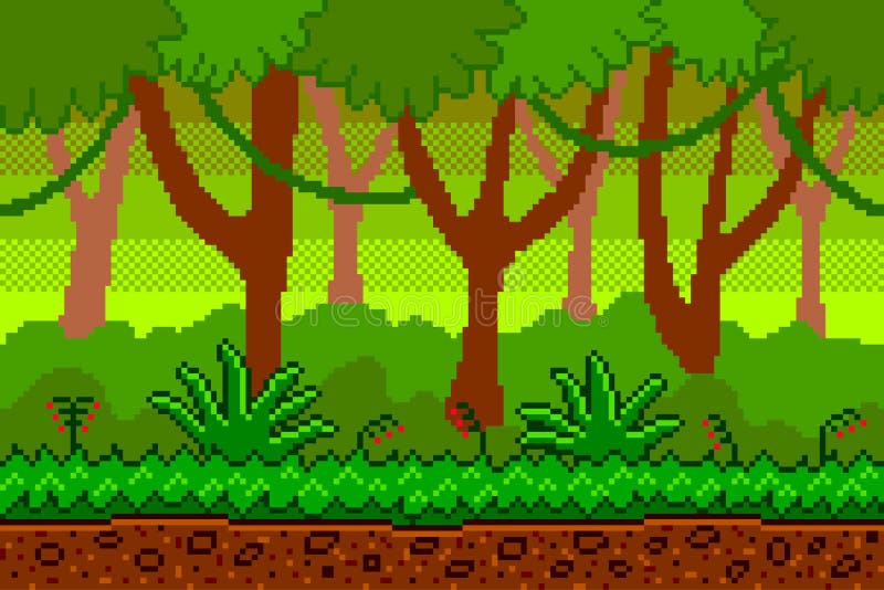 8 Bit Jungle Background Clipart