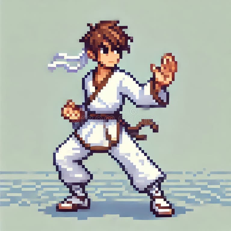 Pixel Art karate master stock illustration. Illustration of pixel ...