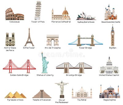 World Landmarks Pixel Art Icons Vector Set Stock Vector - Illustration ...