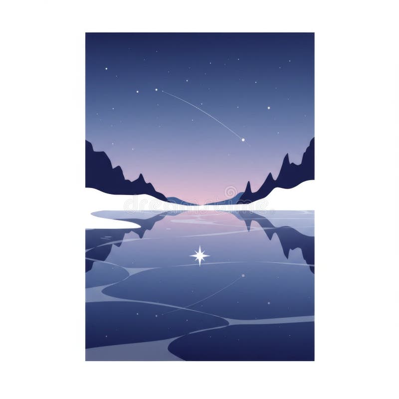 Pixel Art Landscape Featuring Starry Night Sky Mountains and Water ...