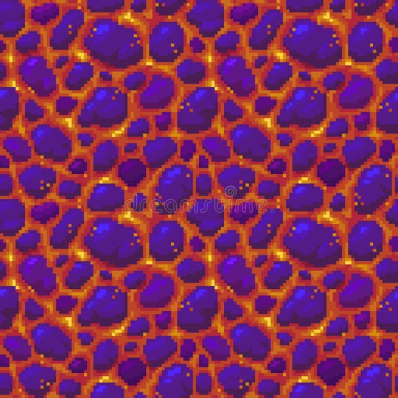 Pixel Art Lava Surface. Magma Texture Seamless Tile Backdrop Stock ...