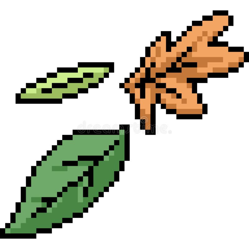 Pixel art leaf nature fall stock vector. Illustration of pixel - 297522144