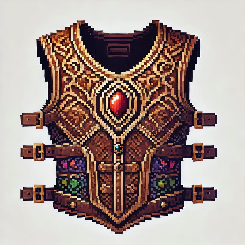 Pixel Art Leather Armor stock illustration. Illustration of artifact ...