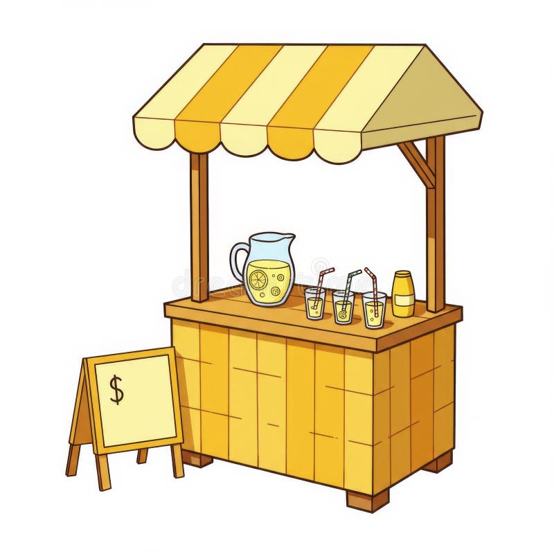 Pixel Art Lemonade Stand with Yellow Canopy Stock Illustration ...