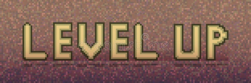 Pixel Art Level Up Text. 8bit Icon. Vector Background Stock Vector ...