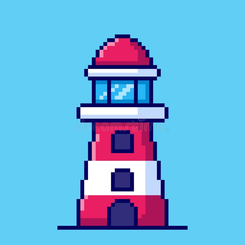 Pixel Art Lighthouse Game Asset Design Stock Vector - Illustration of ...