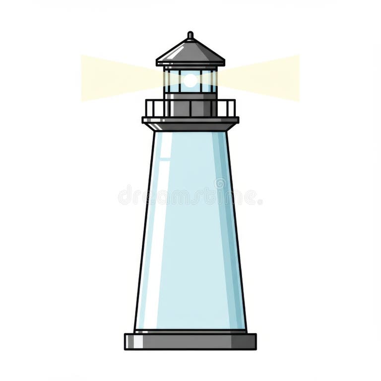 Pixel Art Lighthouse with Light Beam Stock Illustration - Illustration ...