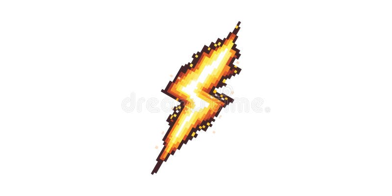 Pixel Art Lightning Bolt Icon Isolated on Transparent Background Stock ...