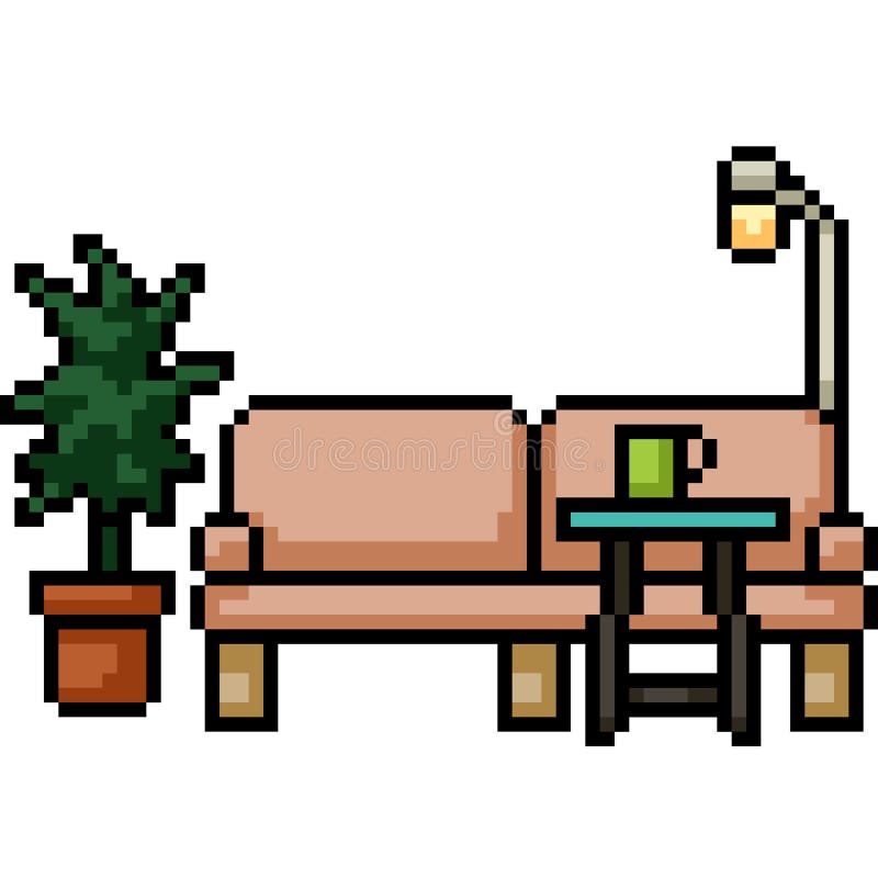 Pixel Art of Living Room Sofa Stock Vector - Illustration of doodle ...