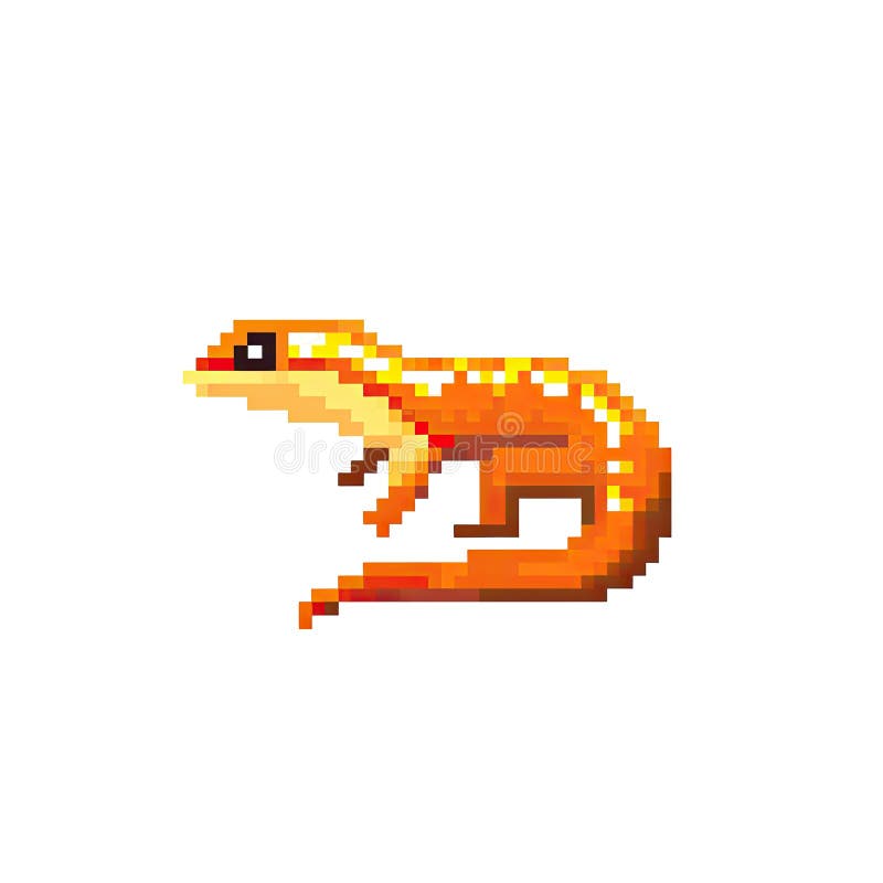 Adorable Pixel Art Orange Lizard, Charming Reptile Illustration Stock ...
