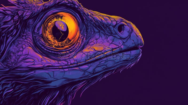 Pixel Art Lizard Profile, Purple and Orange Hues Stock Illustration ...