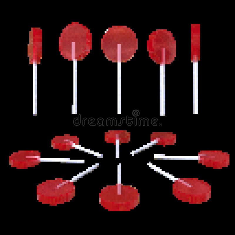 Pixel Art Lollipops Isolated on Black Background Stock Illustration ...