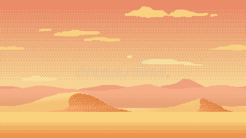 Pixel Art Loop Animation of Desert Landscape. Animated 8bit Seamless ...