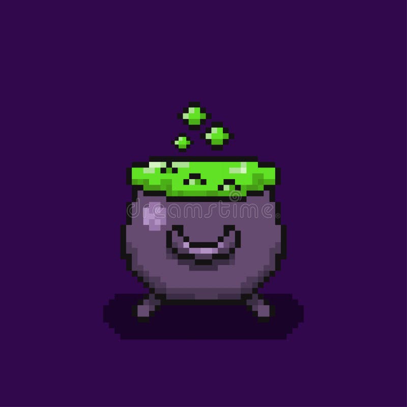 Pixel Art Magic Cauldron Halloween Stock Vector - Illustration of ...