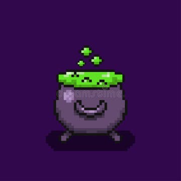 Pixel Art Magic Cauldron Halloween Stock Vector - Illustration of ...