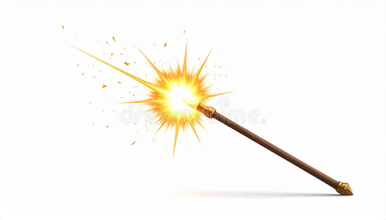 Pixel Art Magic Wand with Glowing Spark Explosion Stock Illustration ...