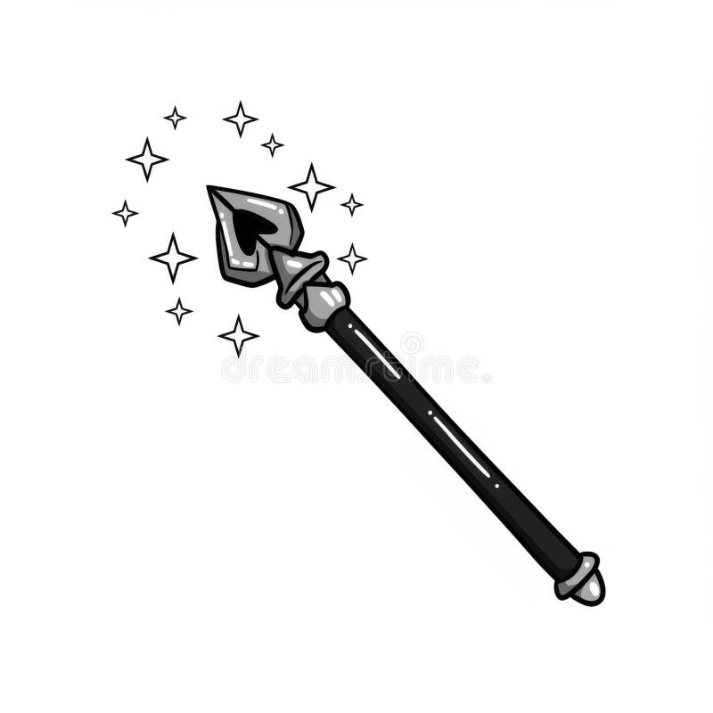 Pixel Art Magic Wand with Silver Tip and Stars Stock Illustration ...