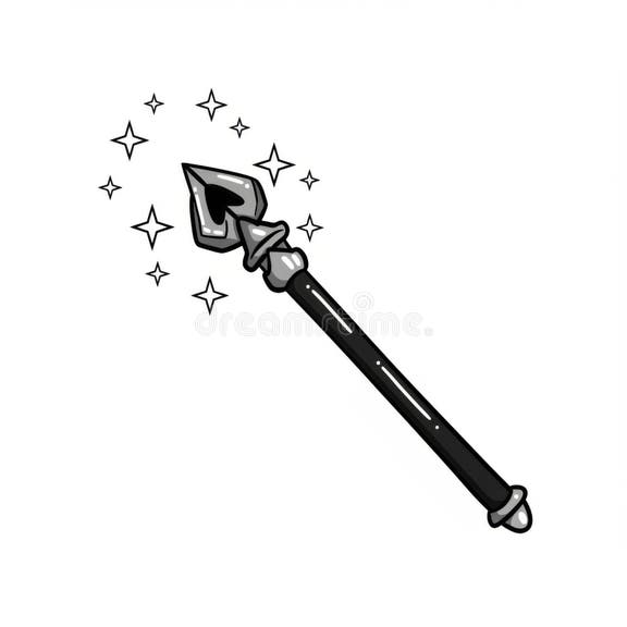 Pixel Art Magic Wand with Silver Tip and Stars Stock Illustration ...
