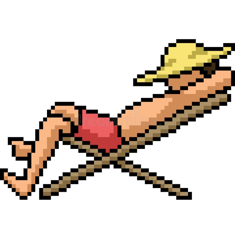 Pixel art of man beach nap stock vector. Illustration of pant - 346624195