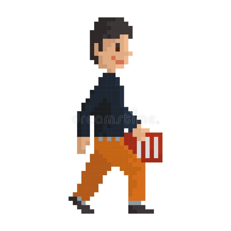 Pixel Art Man with Document. Vector Illustration Decorative Design ...