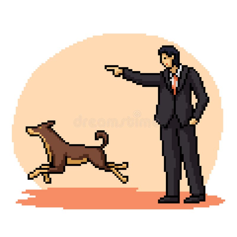 Pixel art man order dog stock vector. Illustration of boss - 302829672