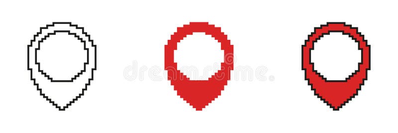 Pixel Art Map Pin Icon Set. Location Marker, Navigation, and Gps Symbol ...