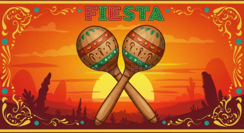 Pixel Art Maracas at Sunset Fiesta Illustration Stock Illustration ...