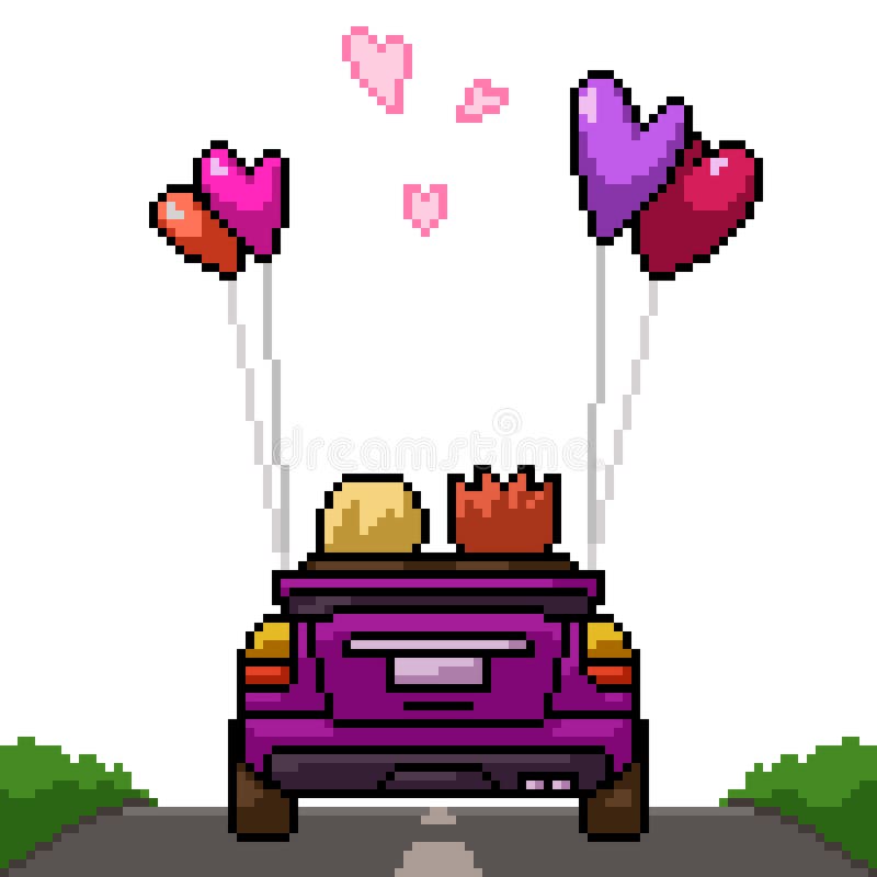 Pixel Art Marriage Couple Car Stock Vector - Illustration of couple ...