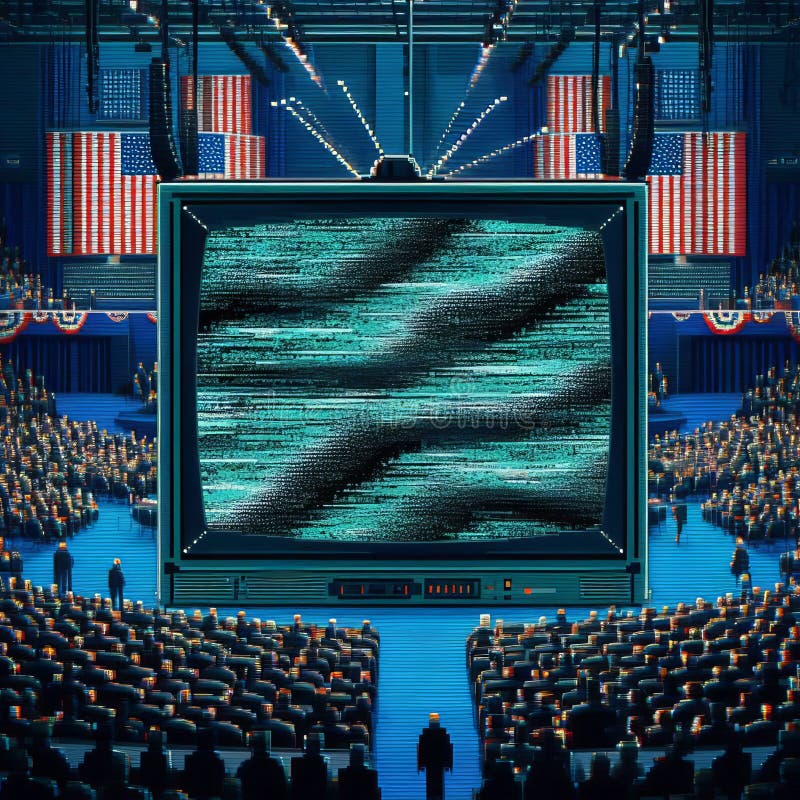 Pixel Art Matrix Code a Close Up of a Television Screen Stock ...