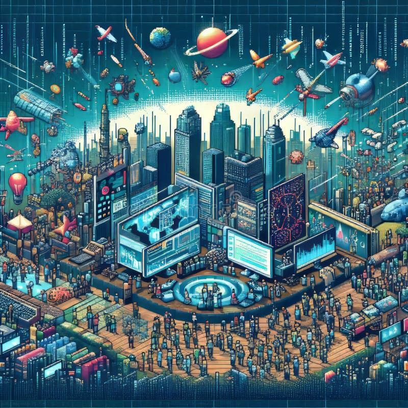 Pixel Art Matrix Code Fusion Pixel Art Images of Summit Activiti Stock ...