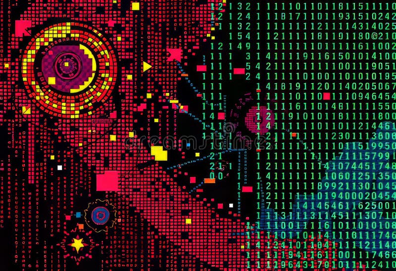 Pixel Art Matrix Code Pixelated Designs Interspersed W Stock ... Pixel Art Matrix Code Pixelated Designs Interspersed W Stock ...