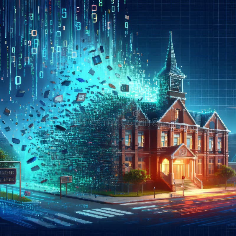 76 Pixel Art Matrix Code a Pixelated School Building Stock Image ...