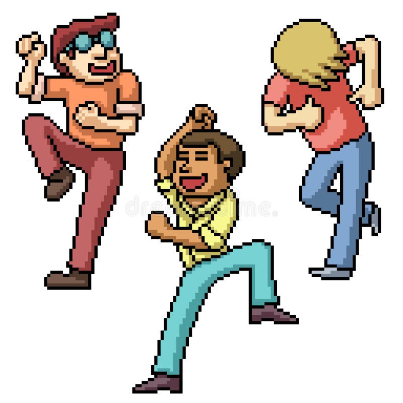 Pixel Art Men Happy Dancing Stock Vector - Illustration of vector ...