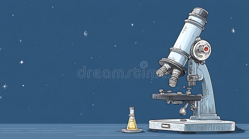 Pixel Art Microscope Illustration Blue Night Sky Background Иллюстрация ...