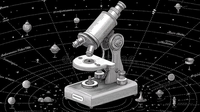 Pixel Art Microscope in a Starry Night Background Stock Illustration ...