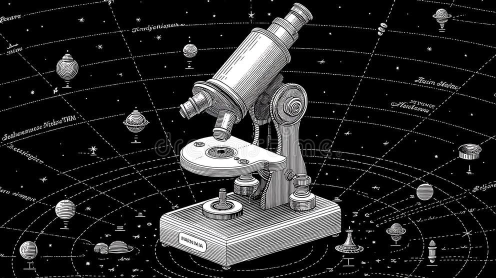 Pixel Art Microscope in a Starry Night Background Stock Illustration ...