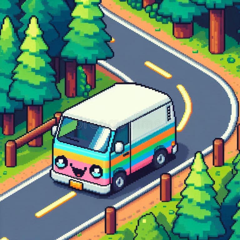 Pixel art mini bus design stock illustration. Illustration of diagram ...