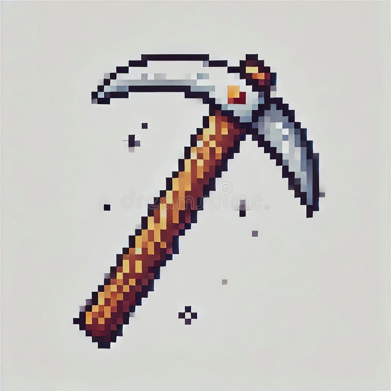 Pixel Art Mining Pickaxe stock illustration. Illustration of retro ...