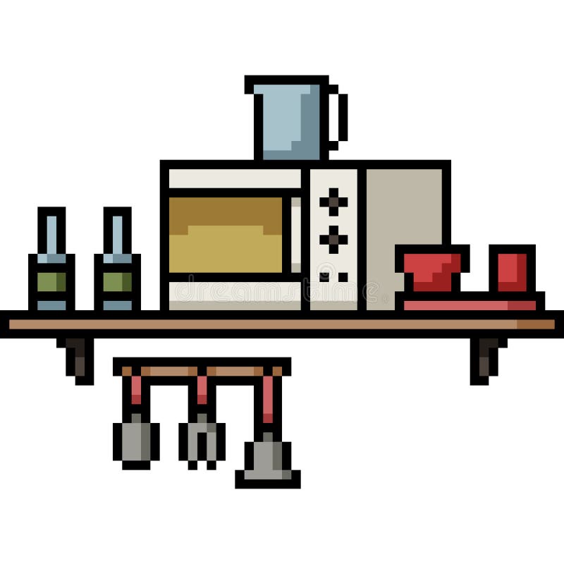Pixel Art of Modern Kitchen Microwave Stock Vector - Illustration of ...