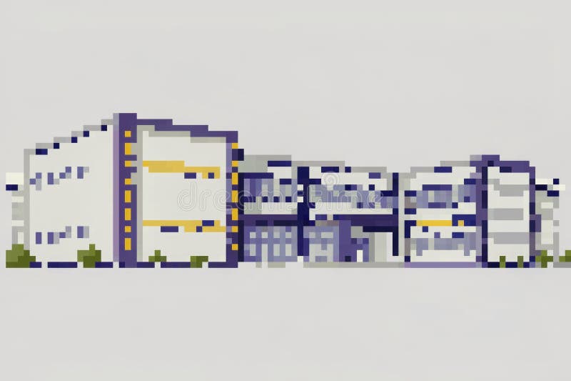 Pixel Art of Modern School Building with Abstract Architecture Stock ...