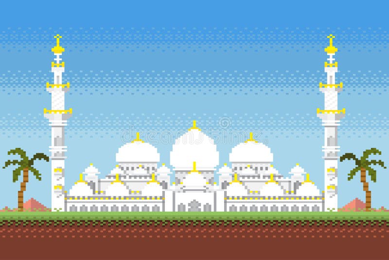 Mosque Pixel Art. Islamic Religious Temple 8 Bit Stock Vector ...