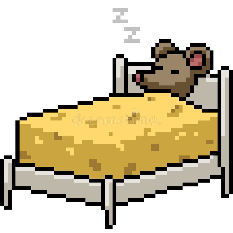 Pixel Art of Mouse Cheese Bed Stock Vector - Illustration of blanket ...