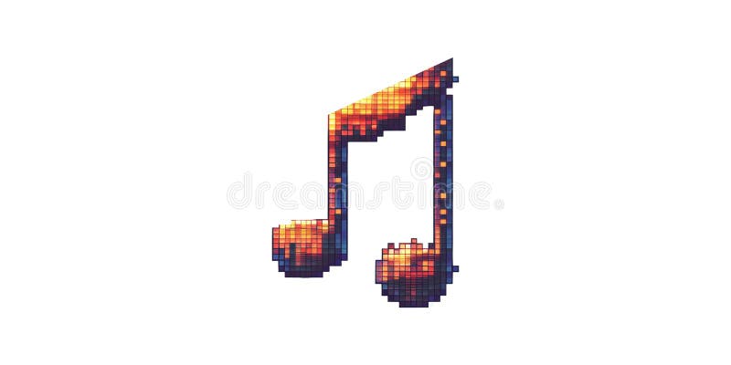Pixel Art Music Note Isolated on Transparent Background Stock ...