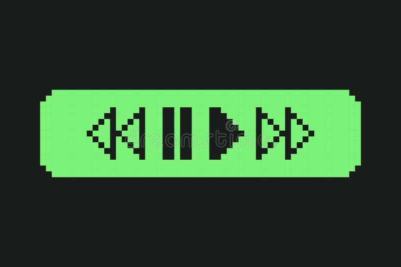 Pixel Art Music Player Controls Bar Retro. Stock Vector - Illustration ...